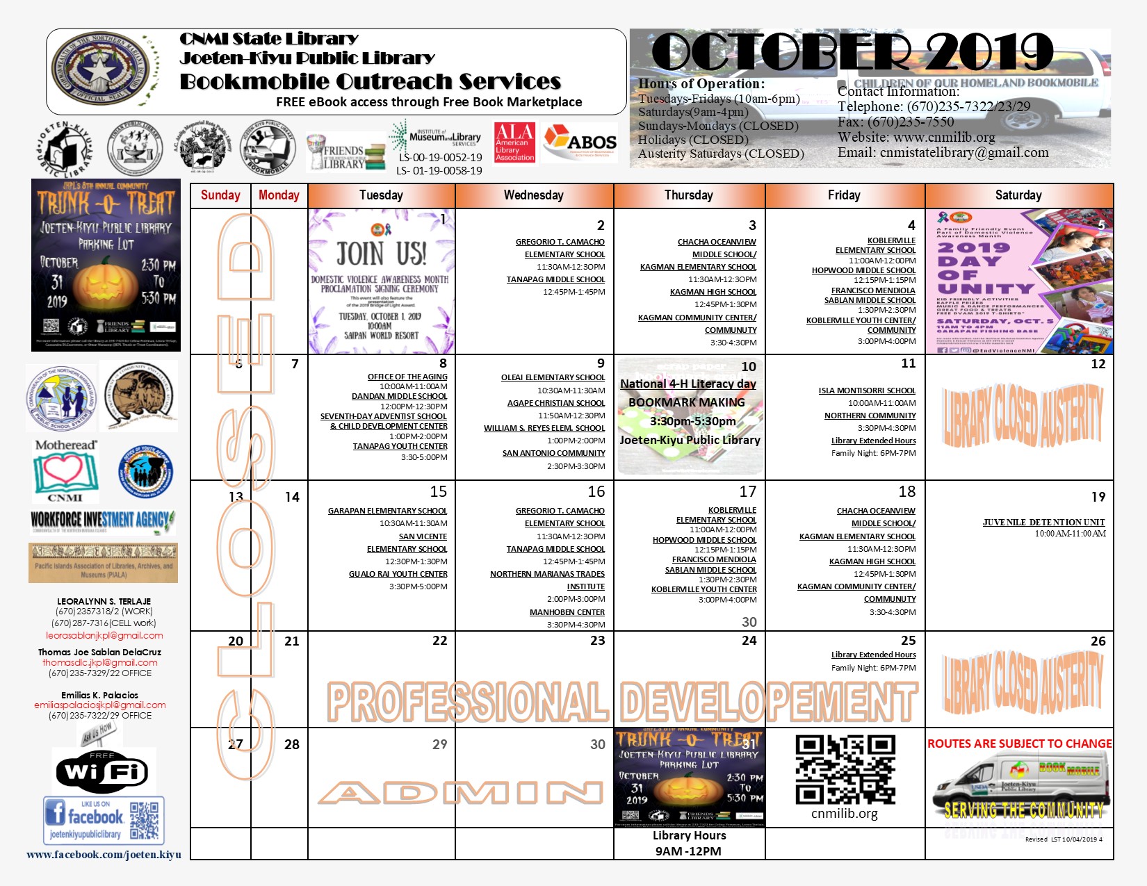 2019 OCTOBER CALENDARS – Joeten Kiyu Public Library